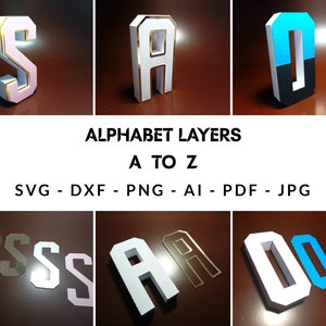 Layers for 3D Letters Svg Alphabet A to Z (only 5 Layers for Each 3D ...