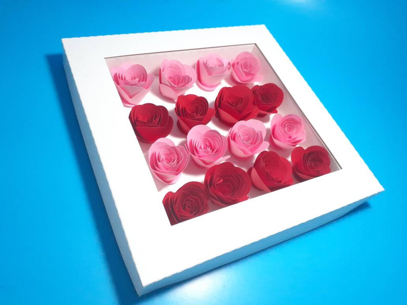 Shadow Box SVG Template Shadow Box Frame Flowers SVG Rolled Flower ...