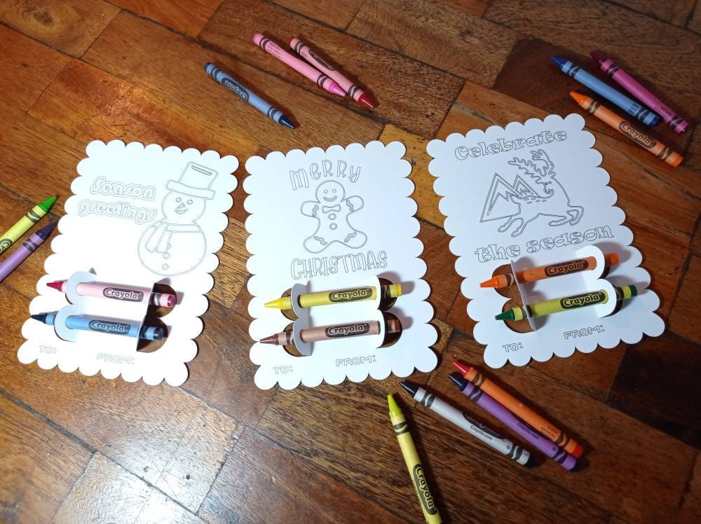 3 Svg Coloring Card Christmas Snowman Reindeer Gingerbread Man | Etsy