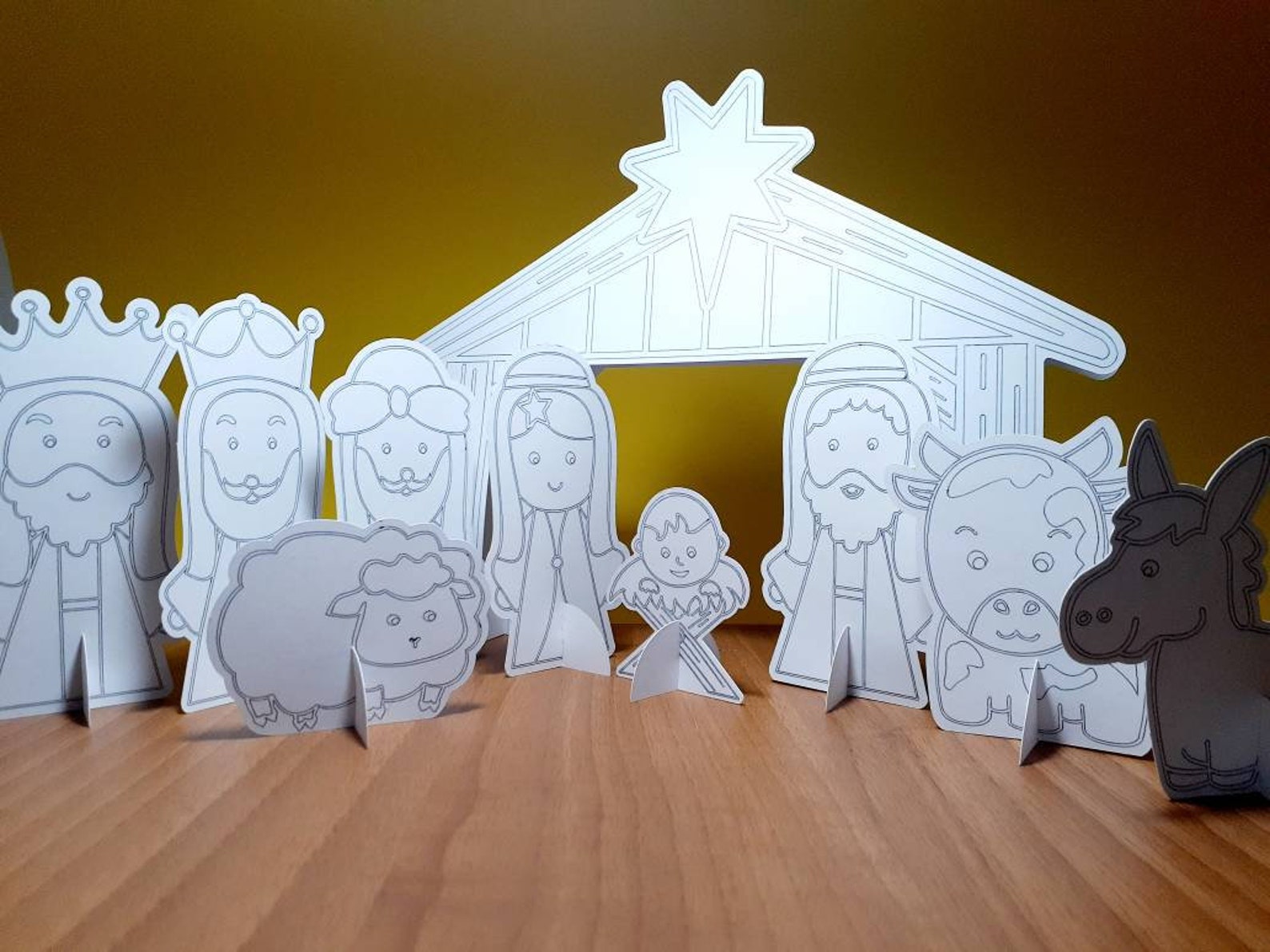 SVG Coloring Nativity Scene Paper Dolls Svg Template Manger - Etsy