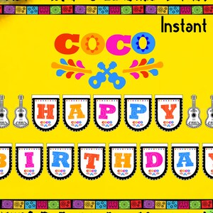 Guitar Coco Banner, Coco Party Supplies, SVG, PDF, PNG, Instant ...