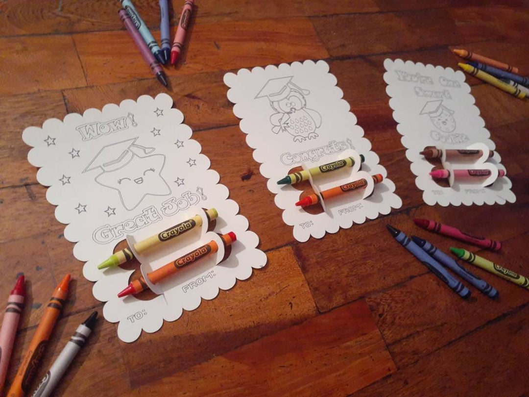 Set 3 Svg Coloring Card Graduation Crayon Holder Card Template Cutting ...