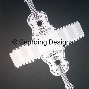 Set 2 Coco Guitar Box Favor, Templates Box, Gift Box, SVG, PDF, Instant ...