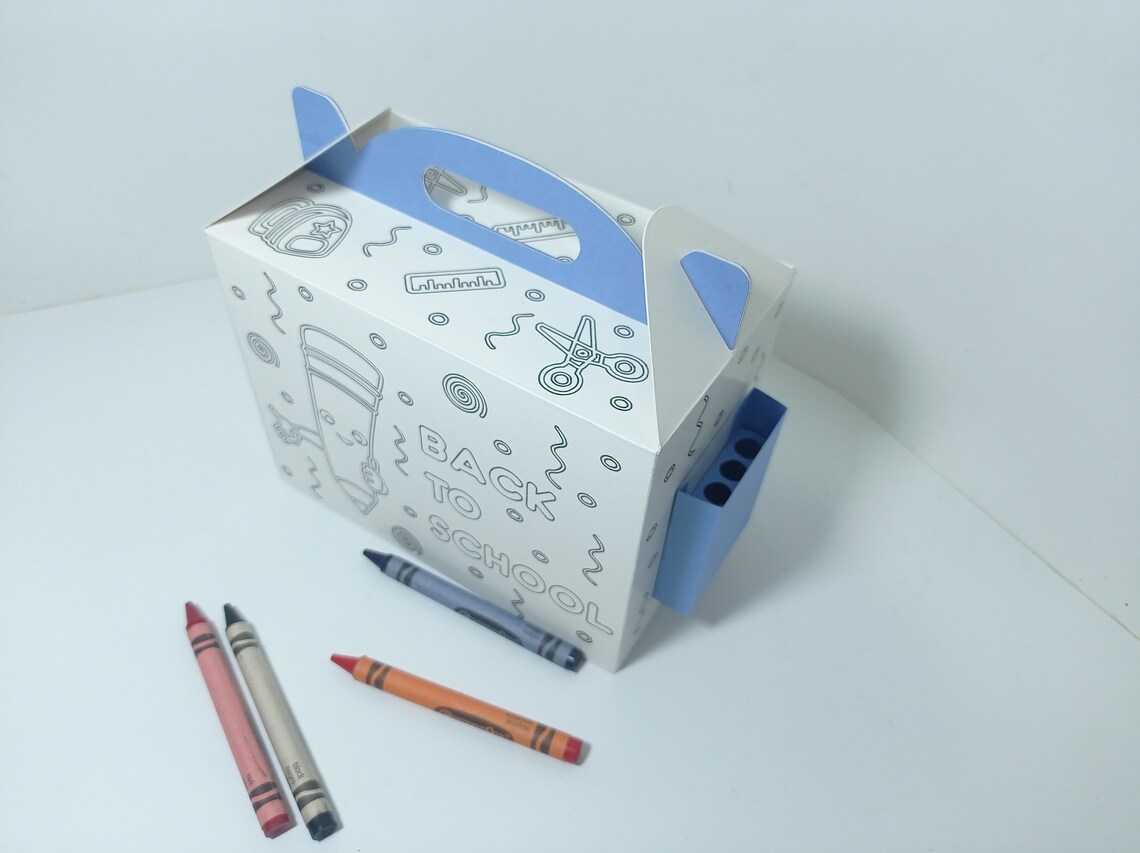 Svg Back to School Coloring Box Crayon Holder Box Template - Etsy
