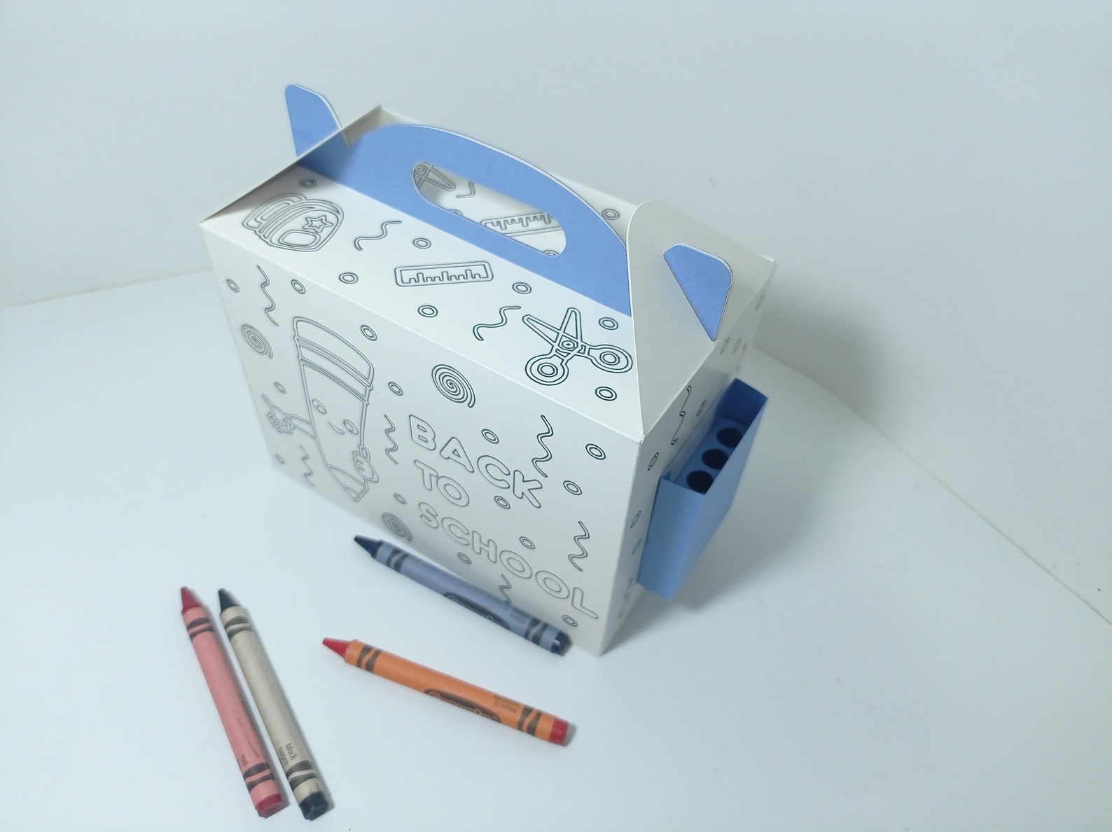 Svg Back to School Coloring Box Crayon Holder Box Template - Etsy