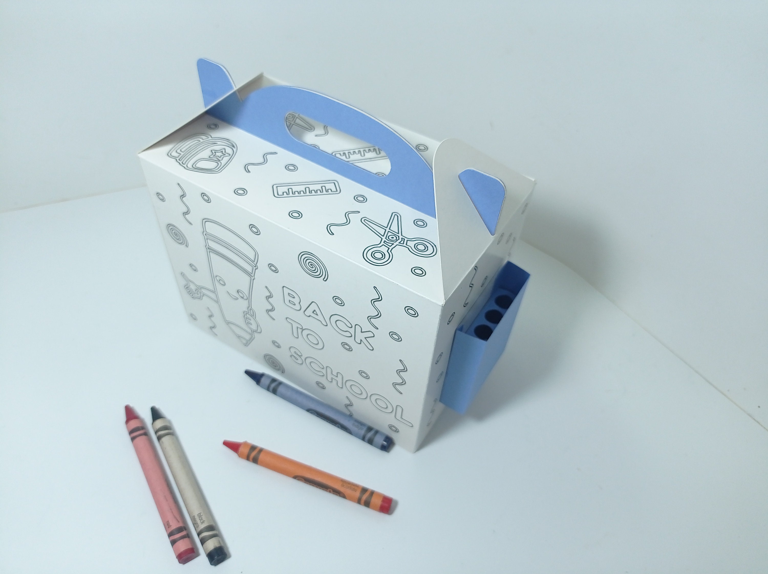 Svg Back to School Coloring Box Crayon Holder Box Template - Etsy