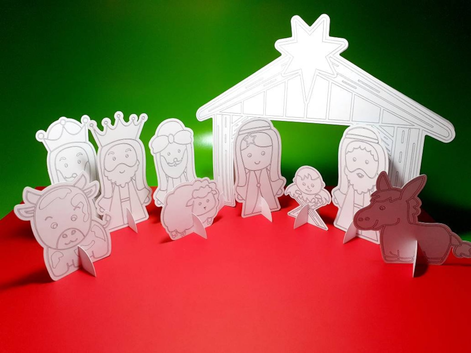 SVG Coloring Nativity Scene Paper Dolls Svg Template Manger - Etsy