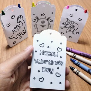 3 Svg Coloring Box Crayon Holder Valentines Day Dinosaur Unicorn ...