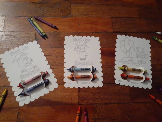 Set 3 Svg Coloring Card Graduation Crayon Holder Card Template | Etsy