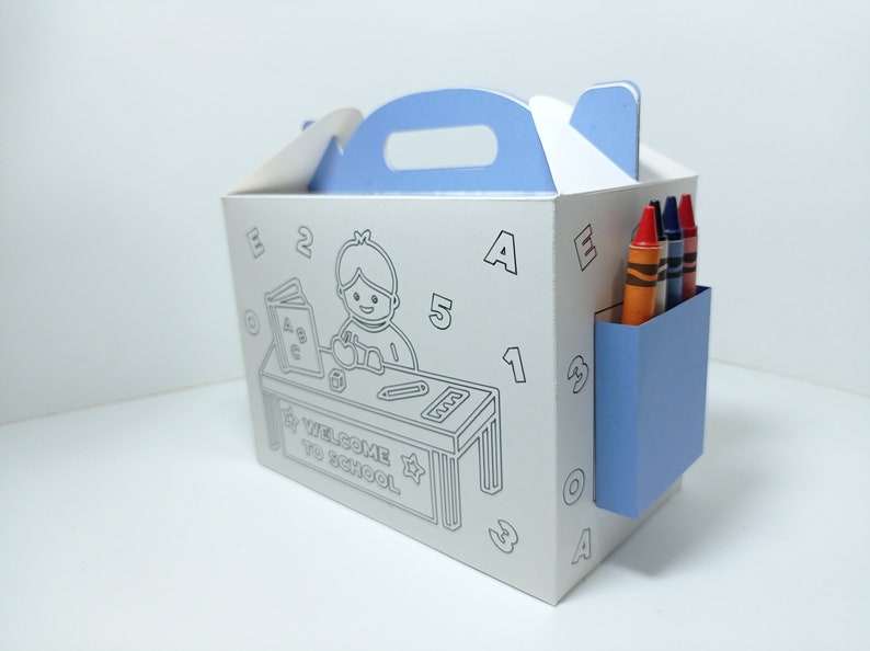 Svg Back to School Coloring Box Crayon Holder Box Template - Etsy