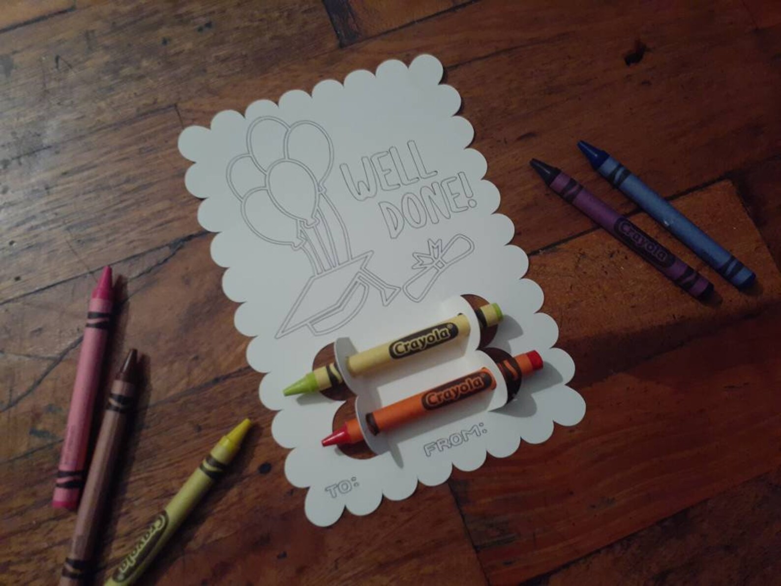 Set 3 Svg Coloring Card Graduation Crayon Holder Card Template | Etsy