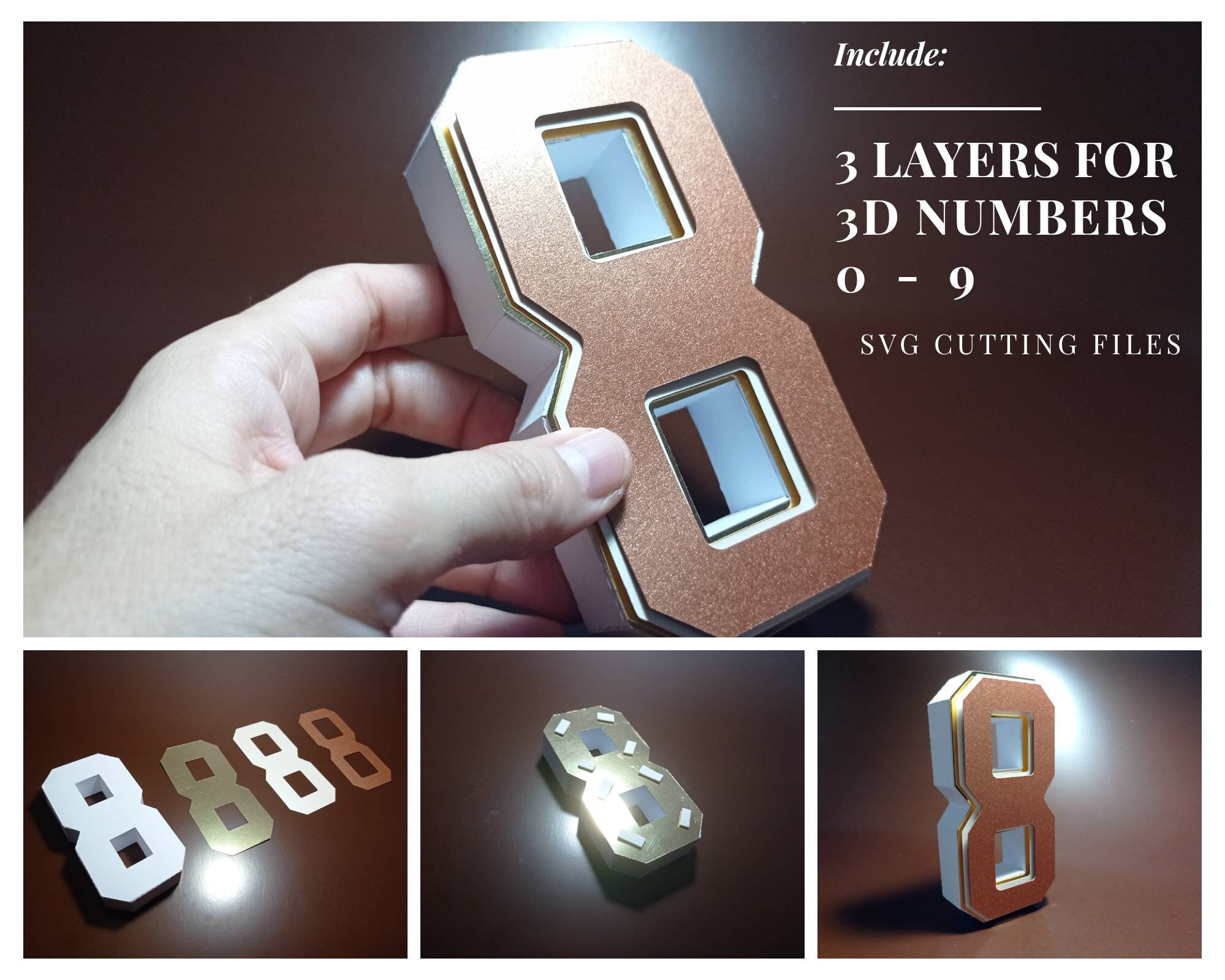 Layers for 3D Numbers Svg Numbers 0 to 9 only 5 Layers for - Etsy Australia