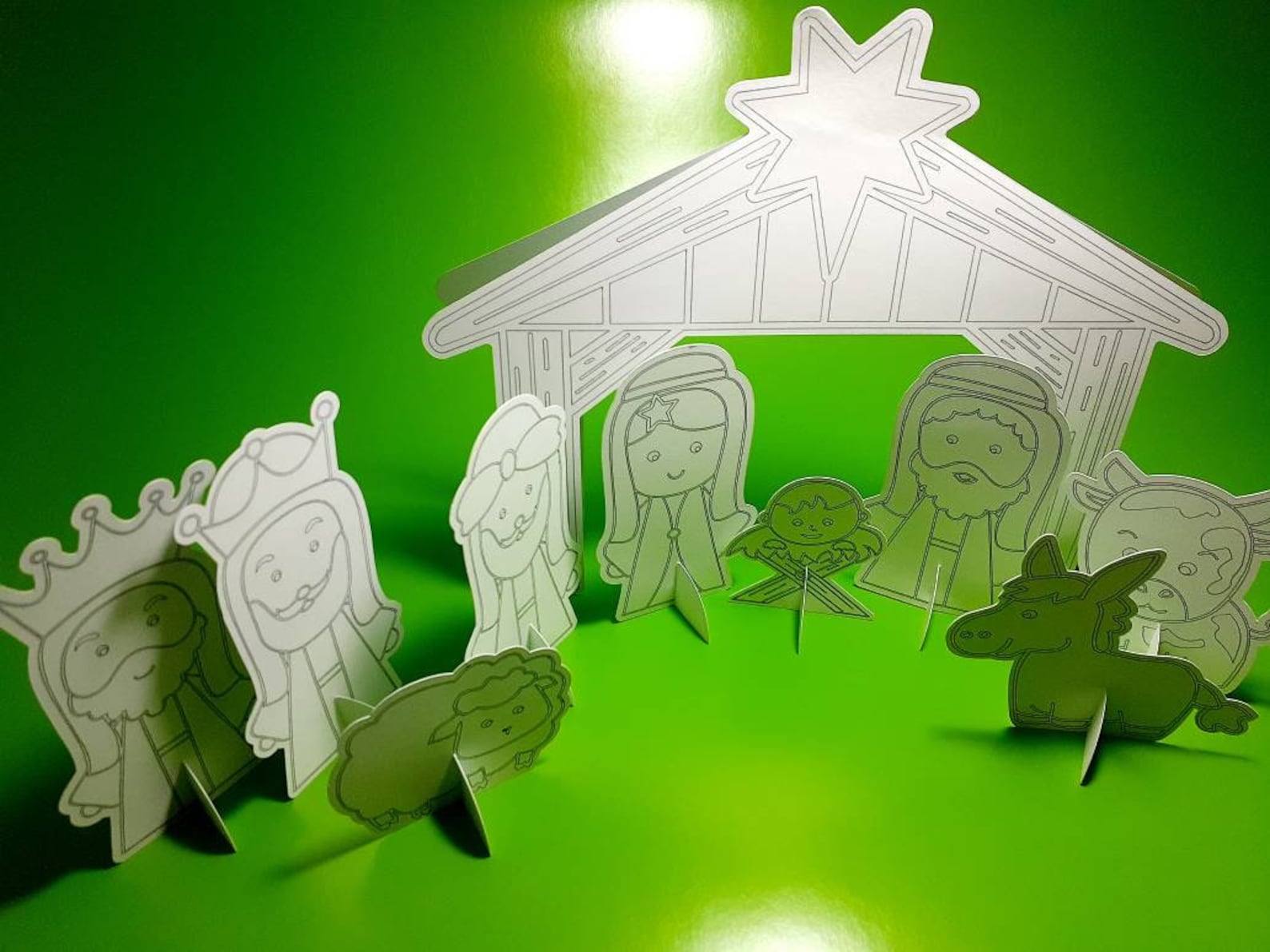 SVG Coloring Nativity Scene Paper Dolls Svg Template Manger - Etsy