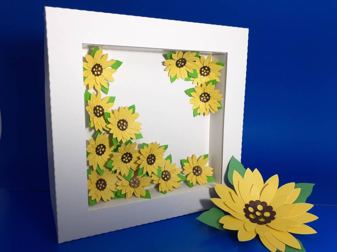 Shadow Box SVG Sunflower Layered 3D Shadowbox Frame Template | Etsy