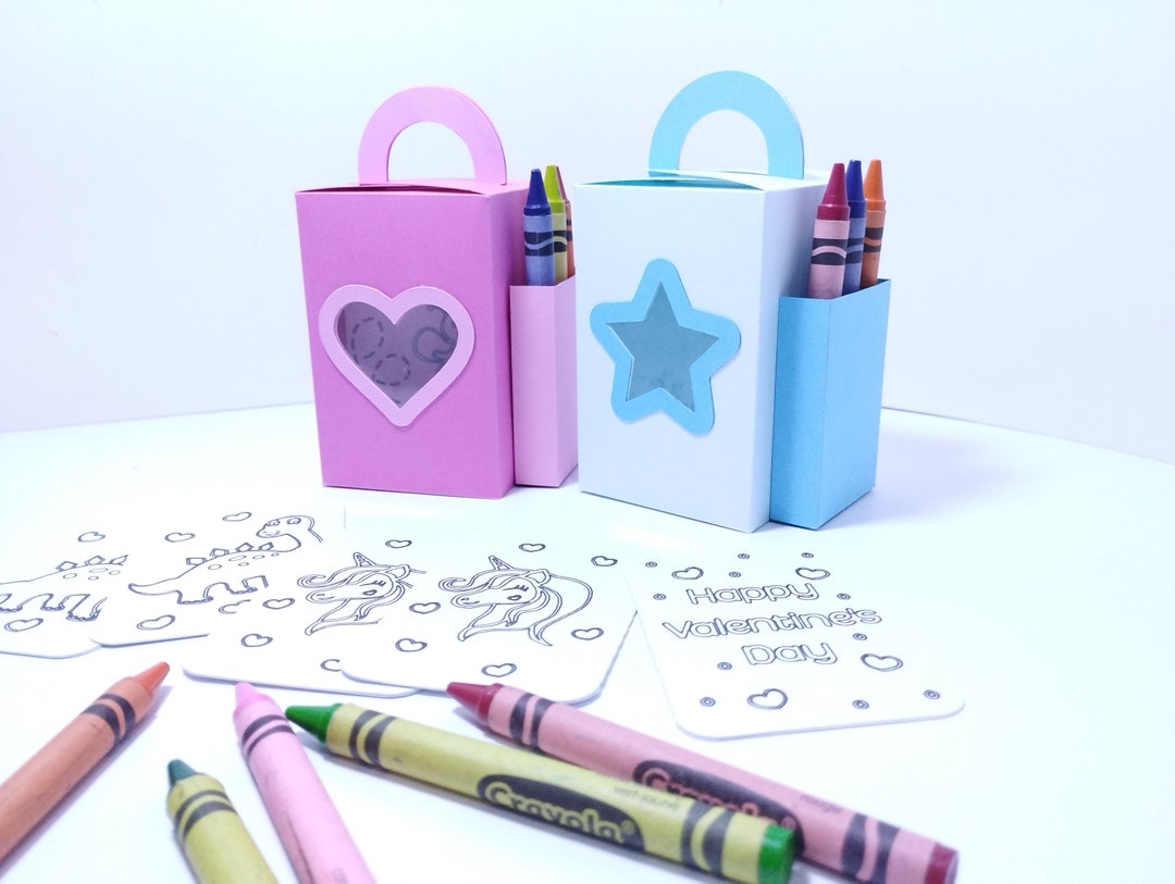 Svg Memory Coloring Card | 2 SVG Box Crayon Holder | Valentines Day ...