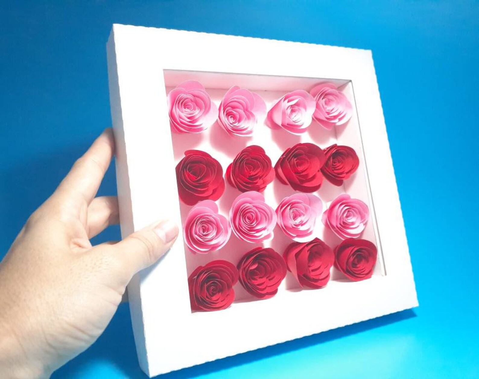 Shadow Box SVG Template Shadow Box Frame Flowers SVG Rolled Flower ...