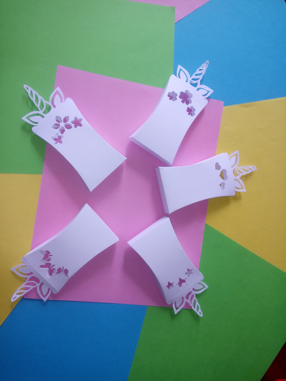 Set 5 Unicorn Box Favor, Box Svg File, Unicorn Template, Unicorn Treat ...