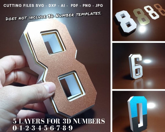 Layers for 3D Numbers Svg Numbers 0 to 9 only 5 Layers for - Etsy