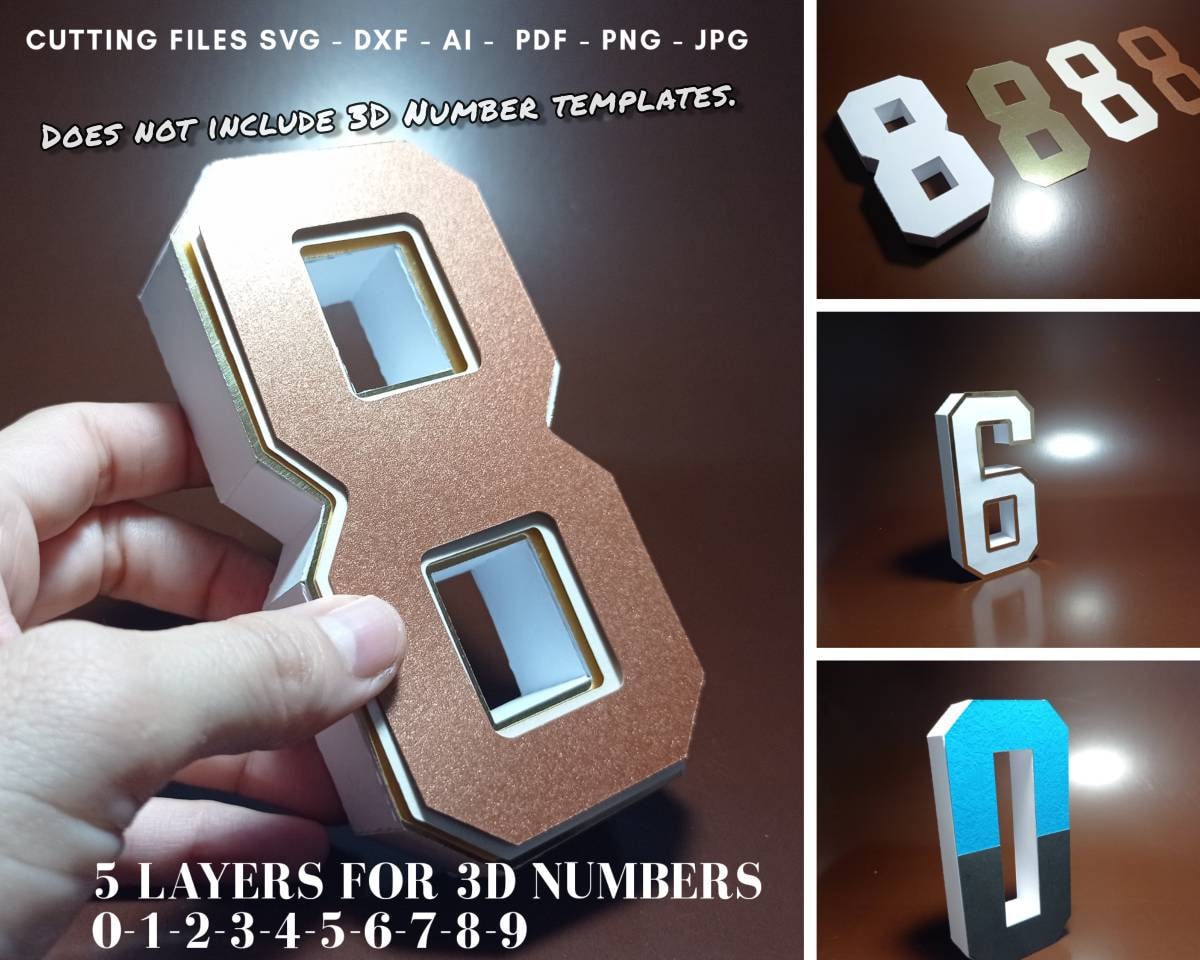 Layers for 3D Numbers Svg Numbers 0 to 9 only 5 Layers for - Etsy Australia