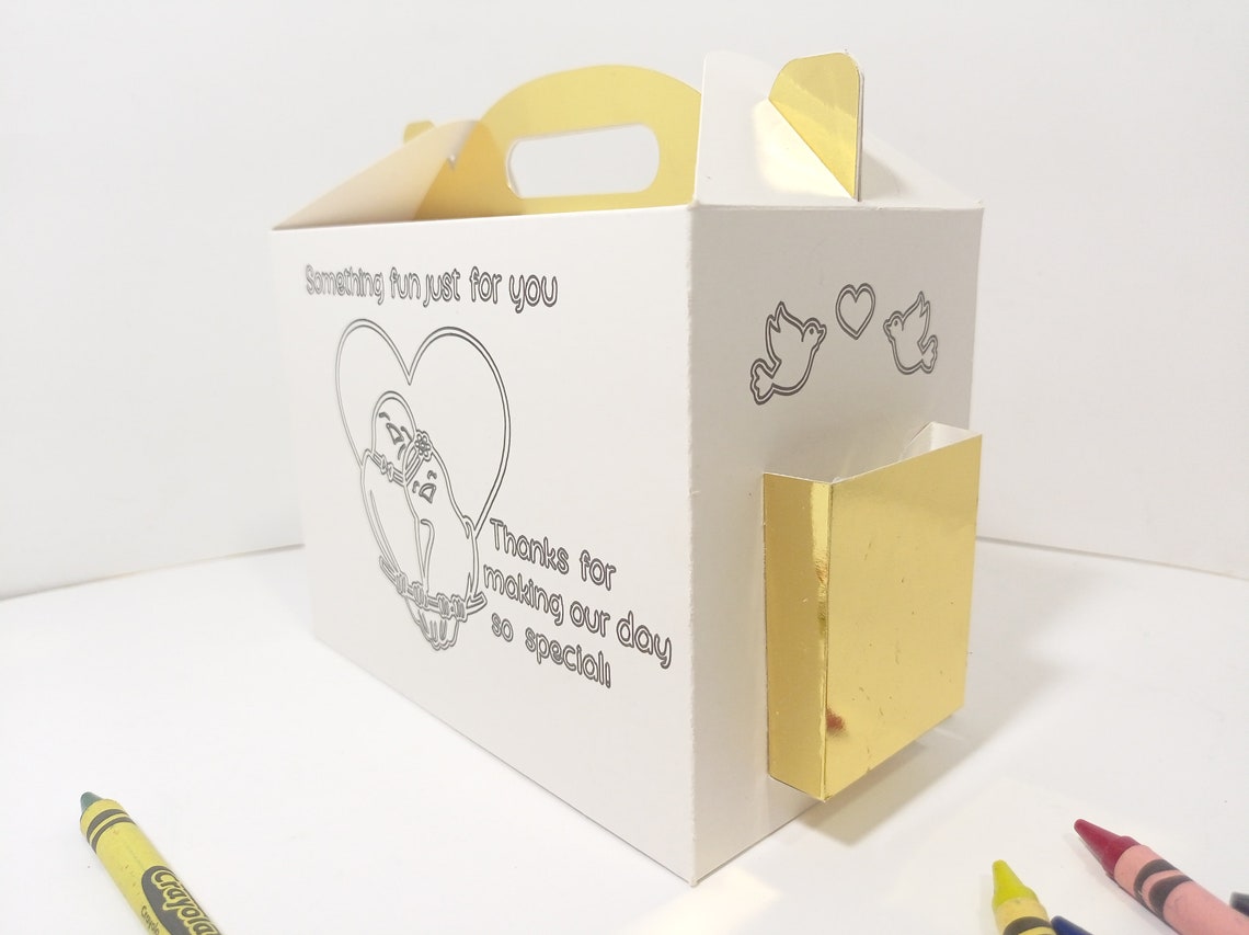 Svg Wedding Activity Coloring Box Crayon Holder Box Template - Etsy