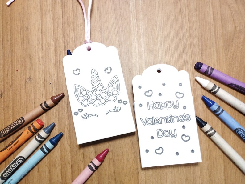 3 Svg Coloring Box Crayon Holder Valentines Day Unicorn Ears - Etsy