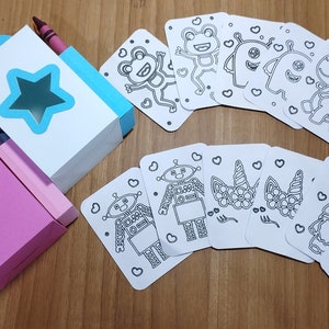 Svg Memory Coloring Card 2 SVG Box Crayon Holder Valentines Day Kids ...