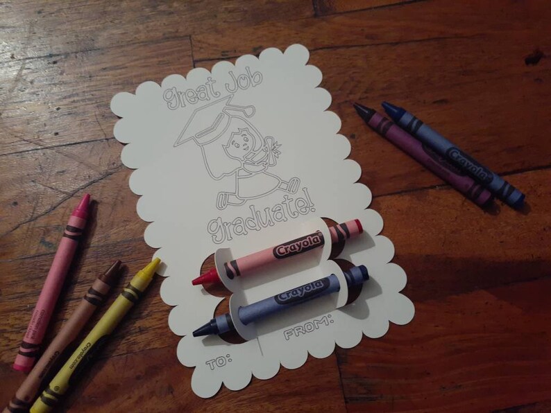 Set 3 Svg Coloring Card Graduation Crayon Holder Card Template - Etsy