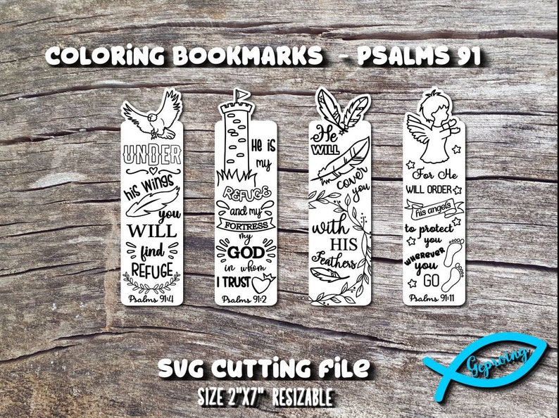 Psalms 91 Set 4 Svg Coloring Bookmarks Psalms 91 Bible | Etsy