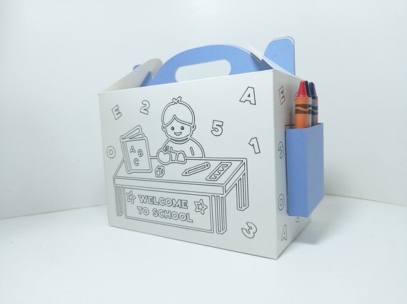 Svg Back to School Coloring Box Crayon Holder Box Template - Etsy
