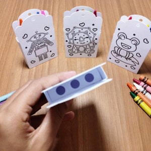 3 Svg Coloring Box Crayon Holder Valentines Day Frog Dino Robot ...