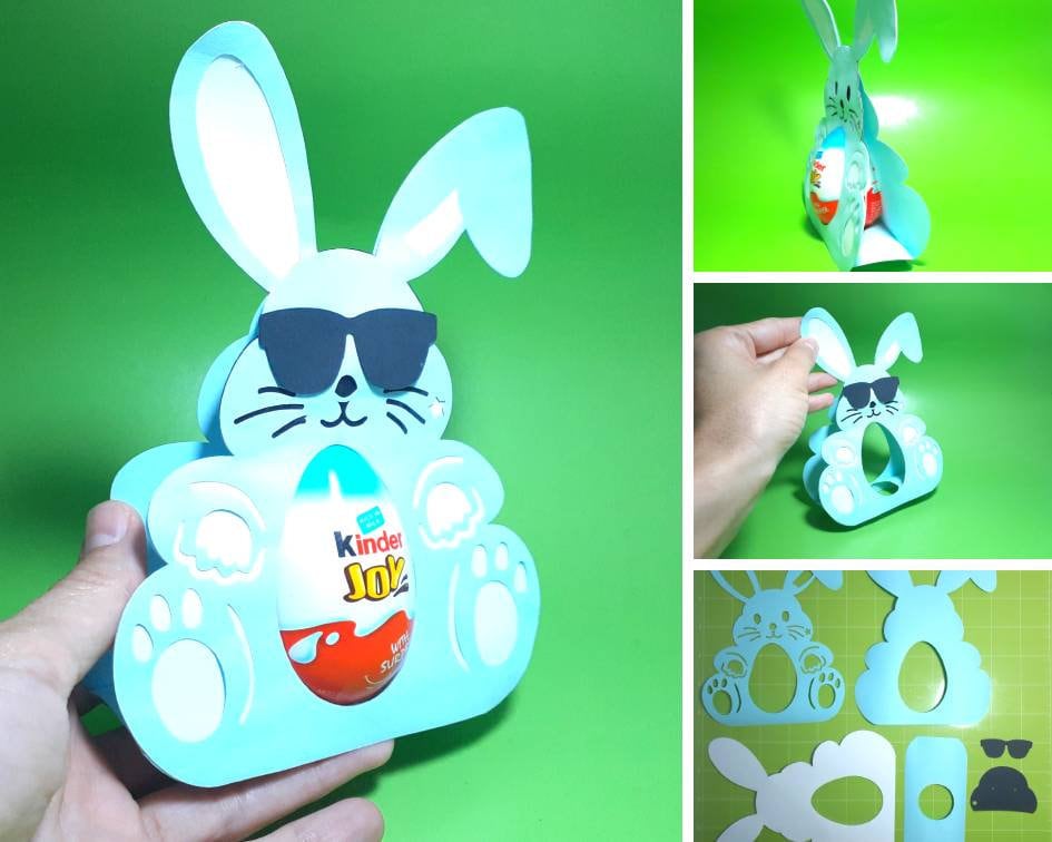 Set 2 Rabbit Easter Egg Holder Svg Bunny Template Kinder Egg | Etsy