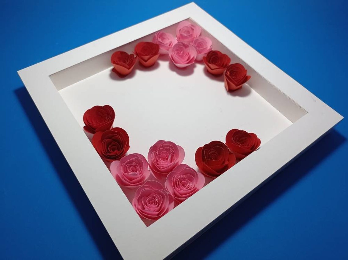 Shadow Box SVG Template Shadow Box Frame Flowers 8x8 SVG | Etsy