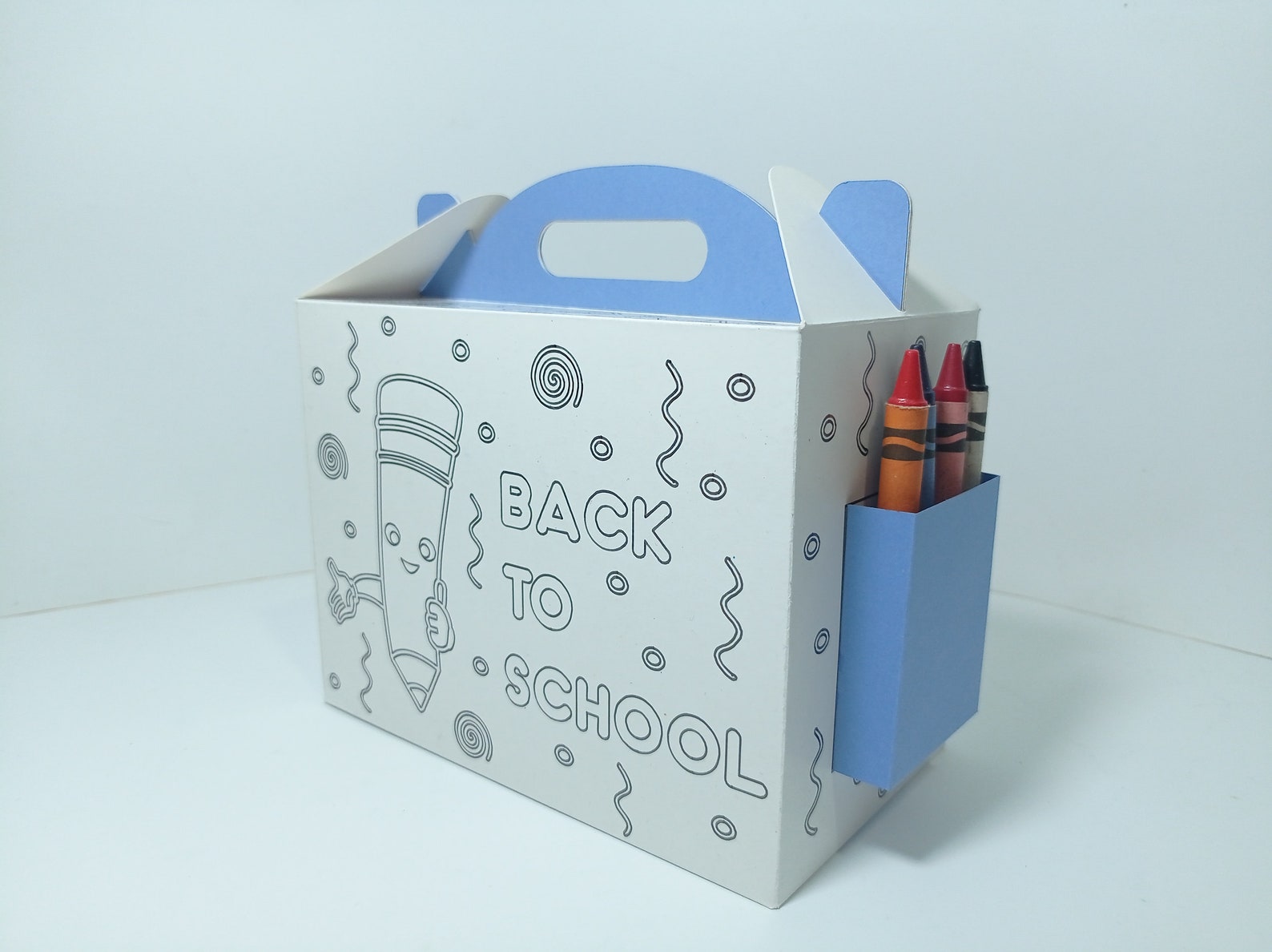 Svg Back to School Coloring Box Crayon Holder Box Template - Etsy