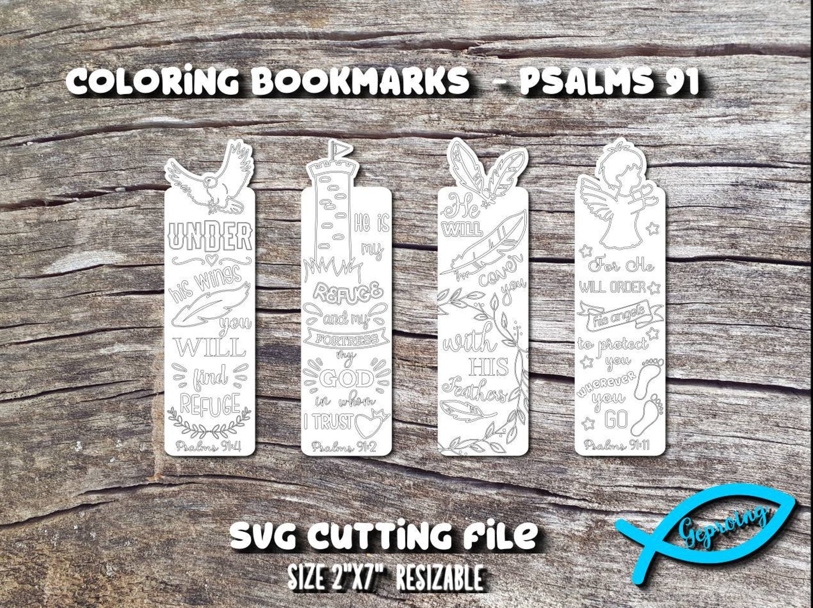 Psalms 91 Set 4 Svg Coloring Bookmarks Psalms 91 Bible | Etsy