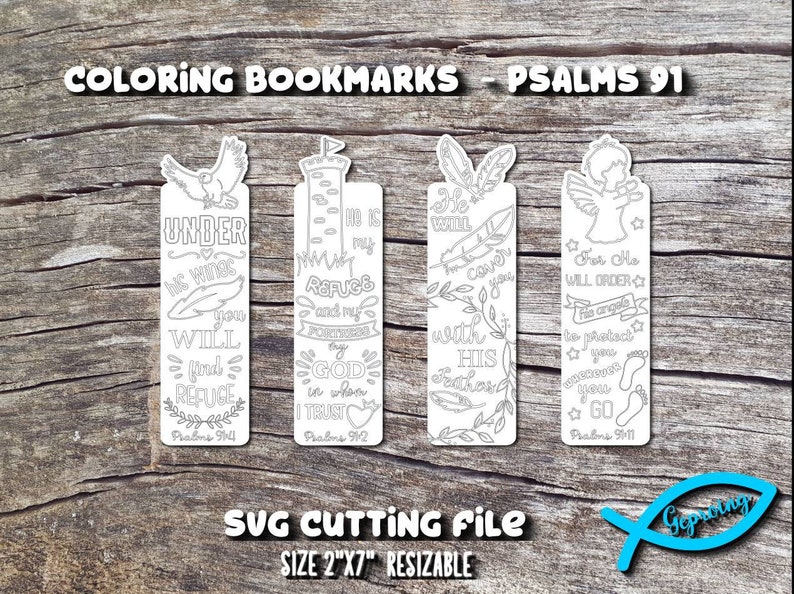 Psalms 91 Set 4 Svg Coloring Bookmarks Psalms 91 Bible | Etsy