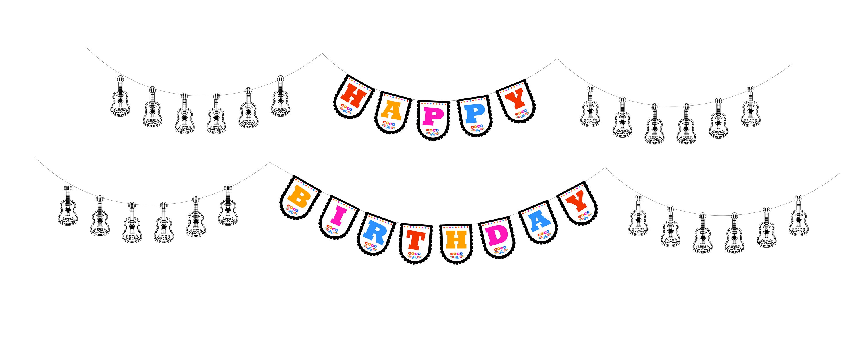 Guitar Coco Banner Coco Party Supplies and Guitar Coco Box | Etsy