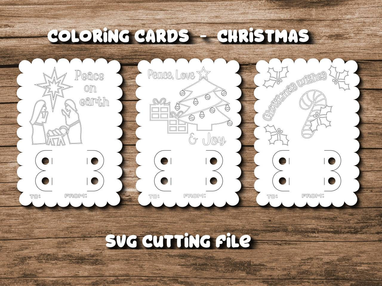 3 Svg Coloring Card Nativity Scene Christmas Candy Cane | Etsy