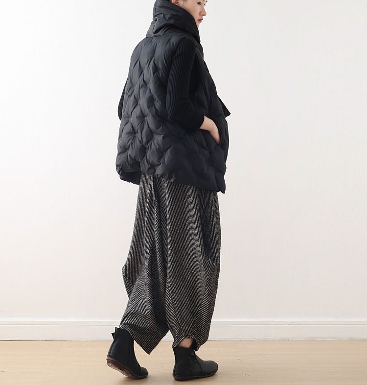 Womens Winter Loose Fitting High Collar Short Down Cotton Vest With ...