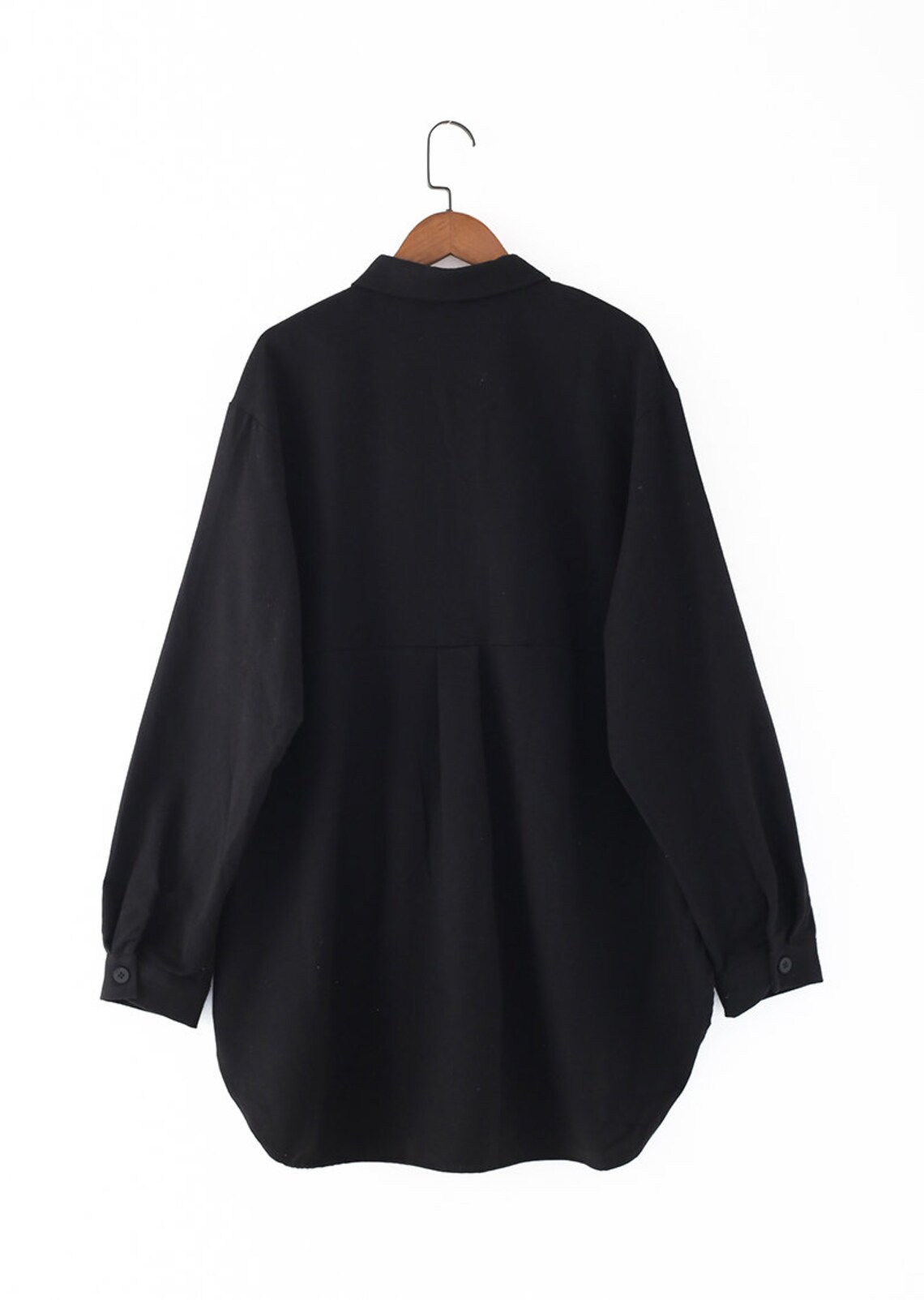 Womens Loose Fitting Minimalist Black Cotton Shirt Blouses | Etsy