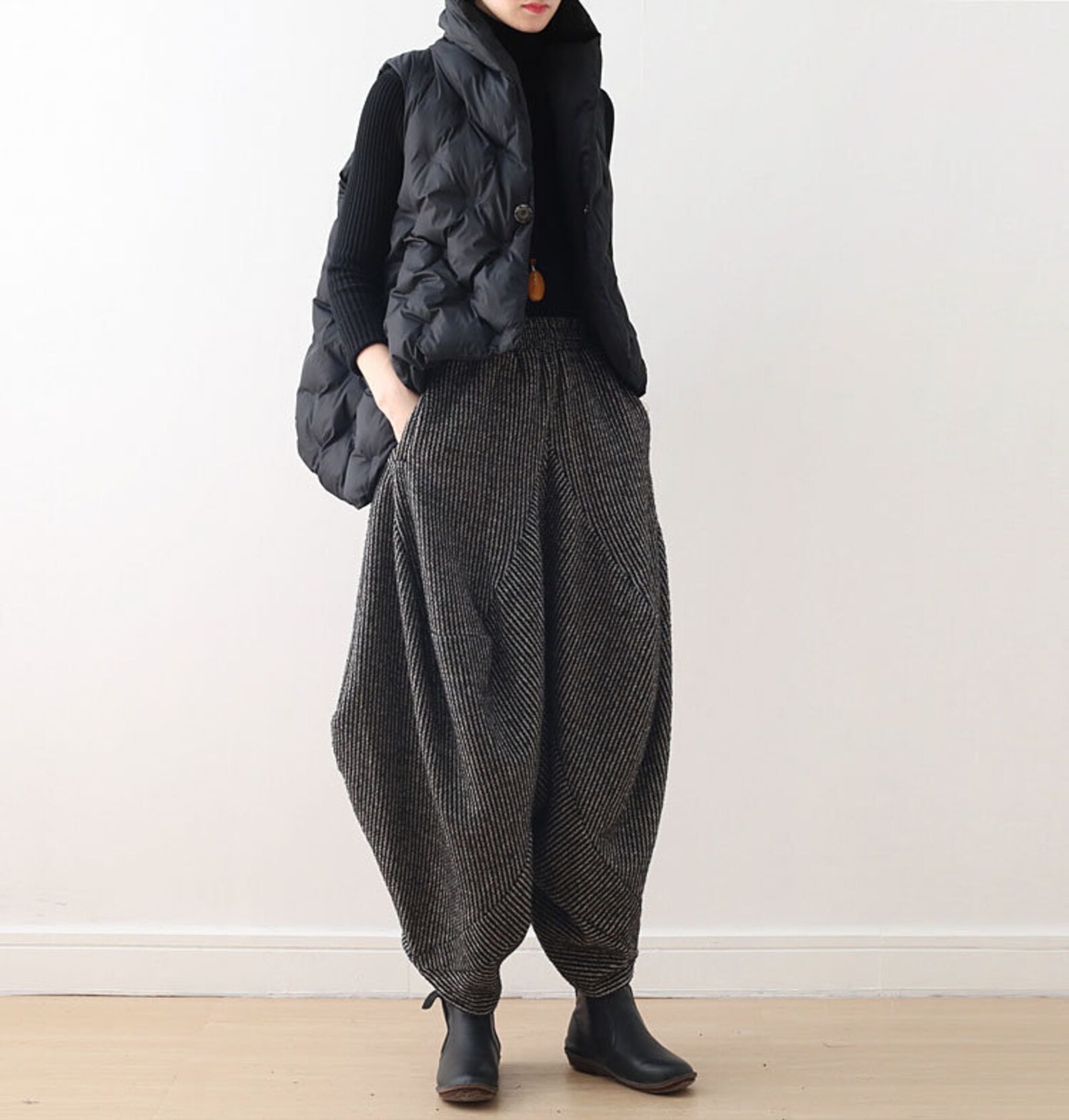 Womens Winter Loose Fitting High Collar Short Down Cotton Vest With ...