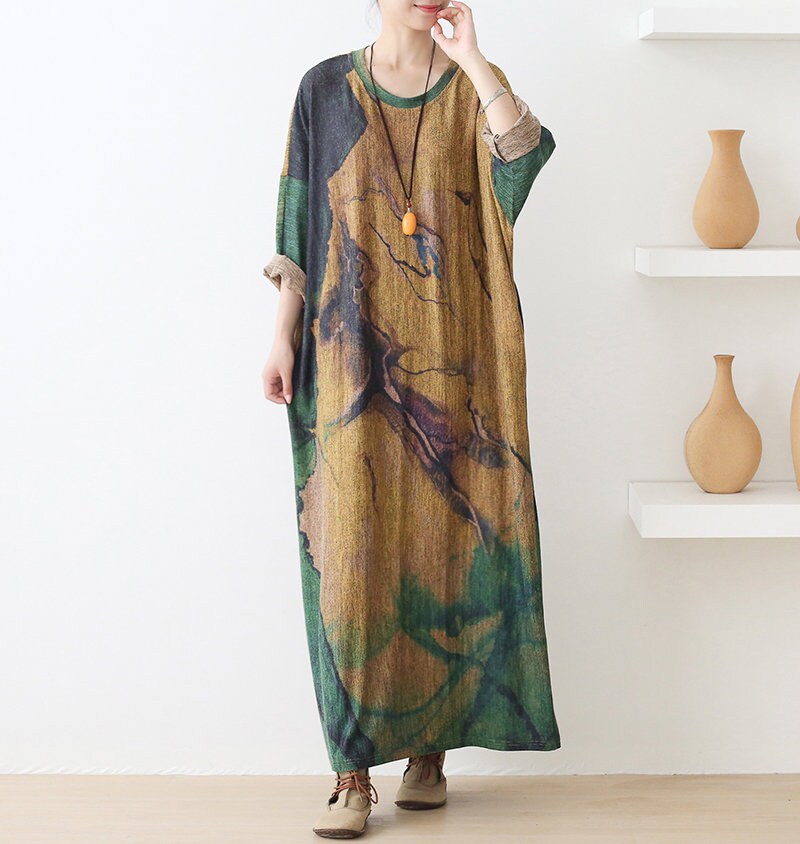 Womens Autumn Loose Fitting Round Collar Long Sleeve Print - Etsy