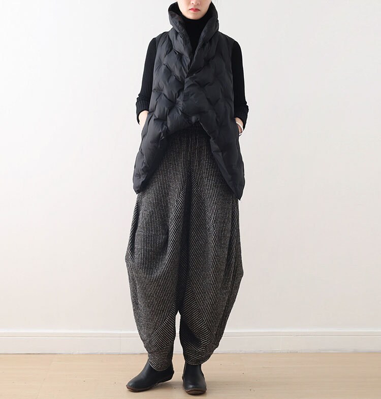 Womens Winter Loose Fitting High Collar Short Down Cotton Vest With ...