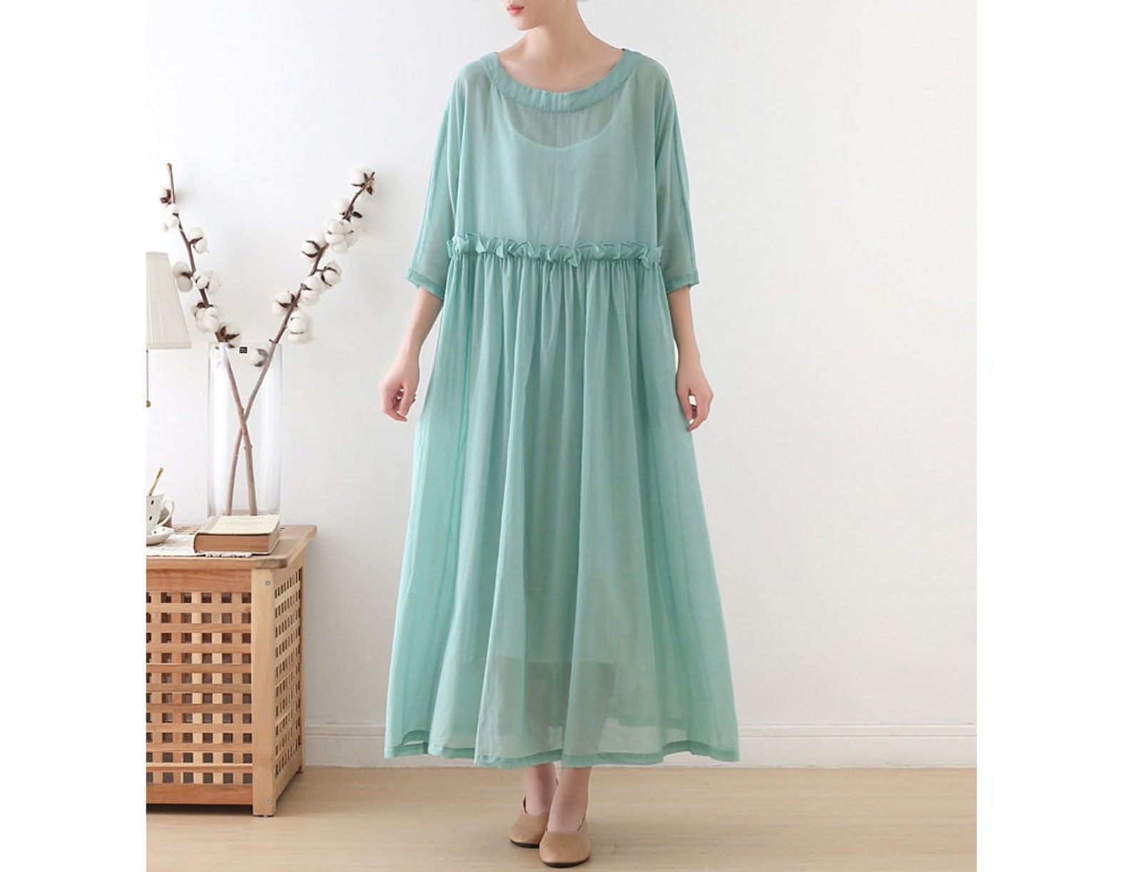 Womens Summer Minimalist Elegant Light Thin Cotton Robe Dress - Etsy