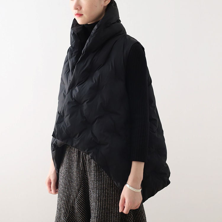 Womens Winter Loose Fitting High Collar Short Down Cotton Vest With ...