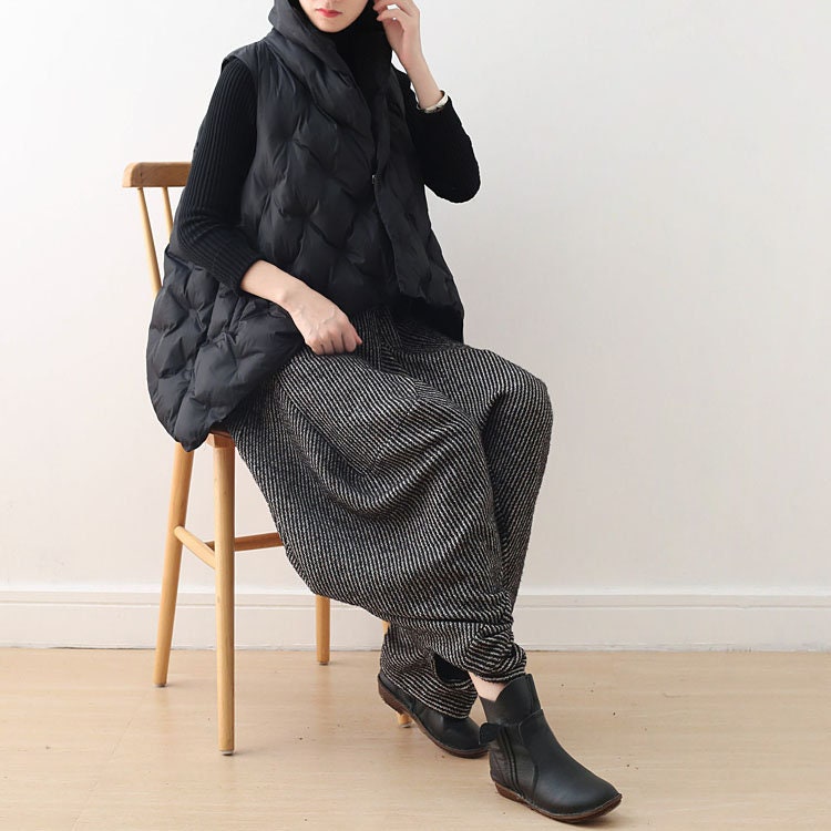 Womens Winter Loose Fitting High Collar Short Down Cotton Vest With ...