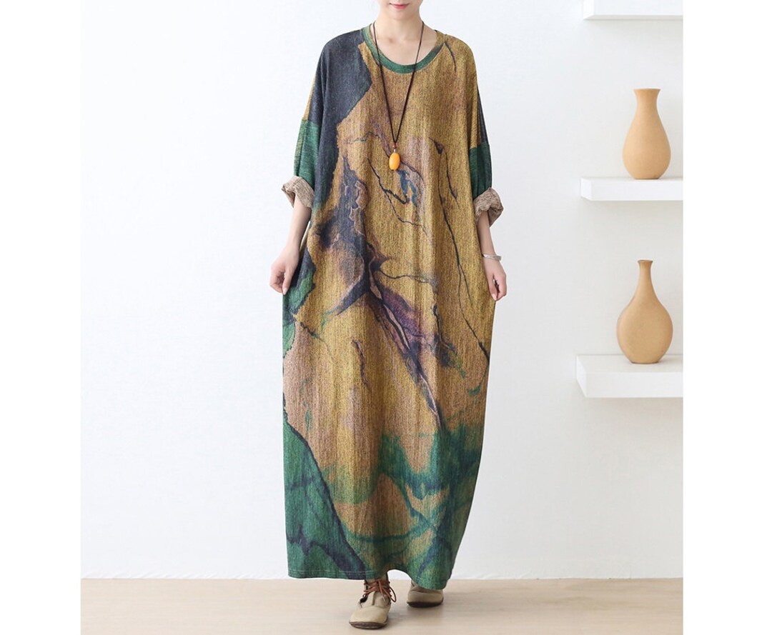 Womens Autumn Loose Fitting Round Collar Long Sleeve Print - Etsy