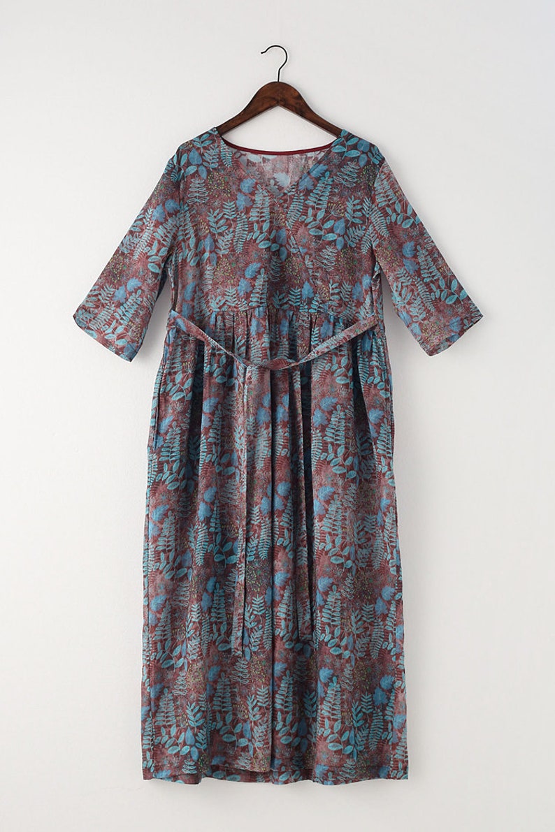 Womens Summer Loose Fitting V Neck Printed Floral Linen Robe - Etsy