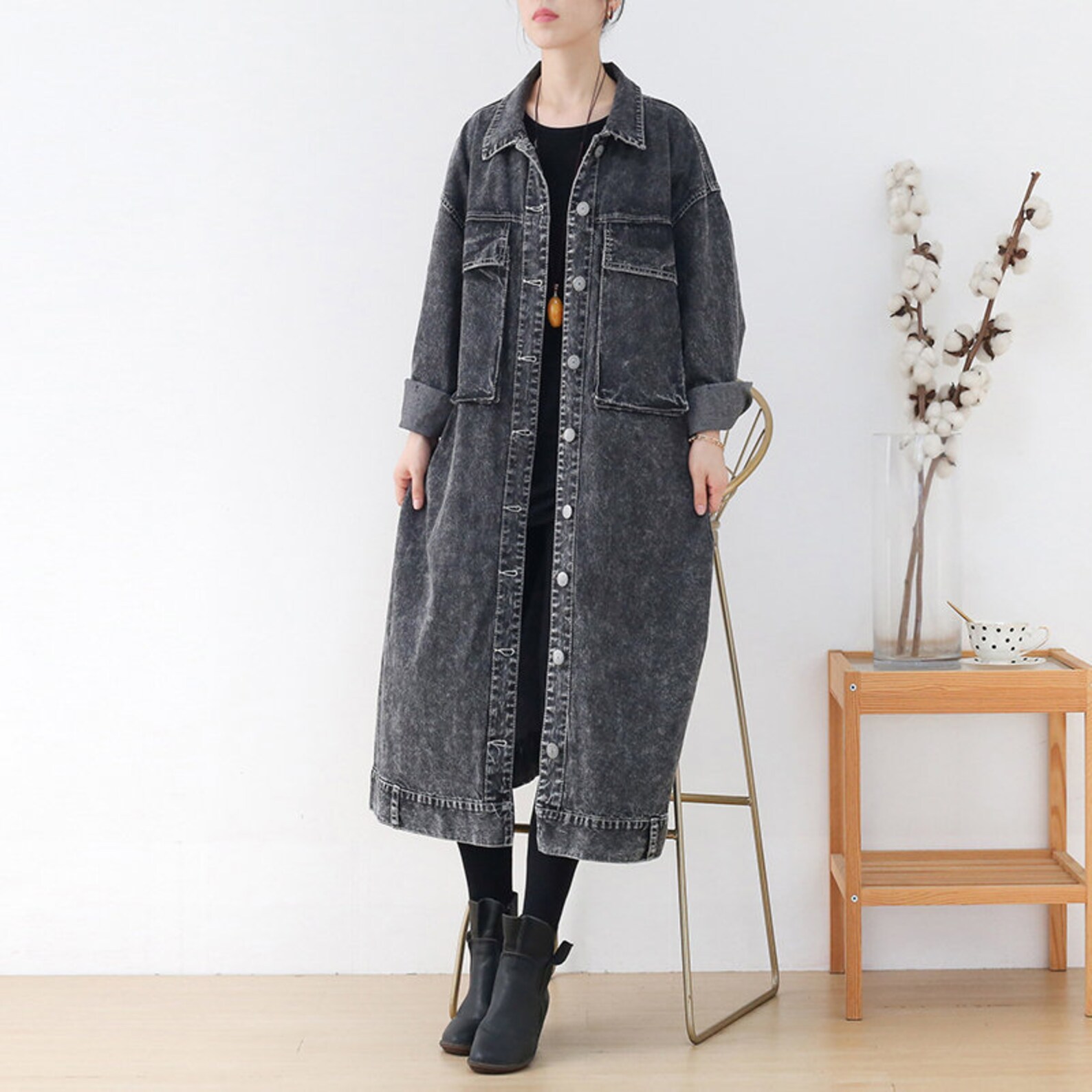 Womens Autumn Loose Fitting Fashion Distressed Denim Cotton Outerwear ...