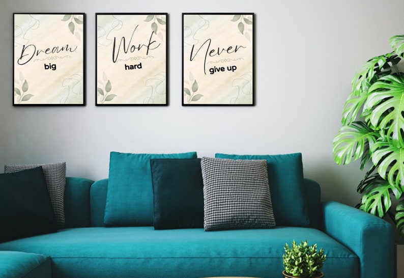 Dream Big, Work Hard, Never Give Up, Office Wall Decor, Office Wall Art ...