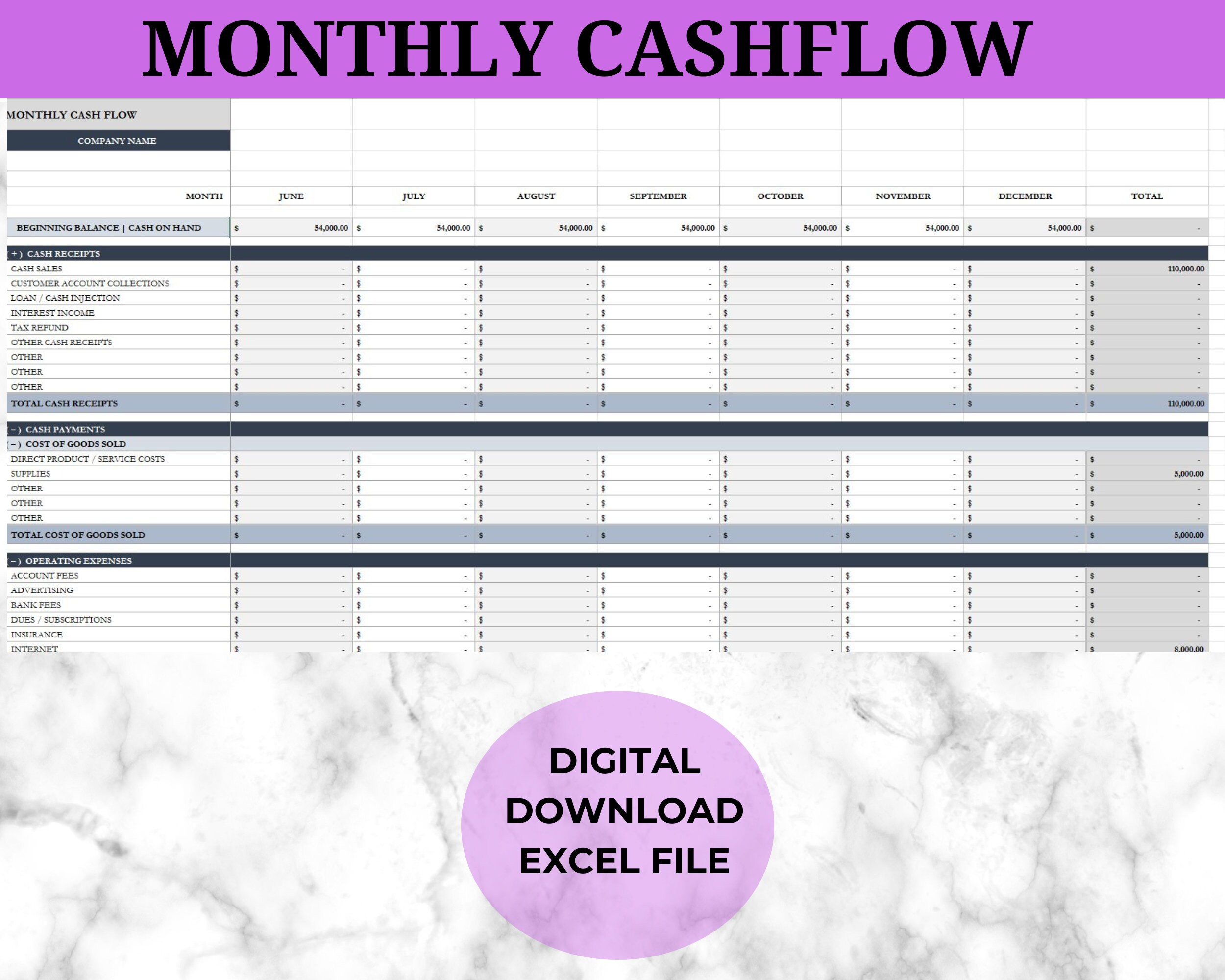 Small Business Monthly Cash Flow Excel Spreadsheet Etsy Small Business Monthly Cash Flow Excel Spreadsheet Etsy